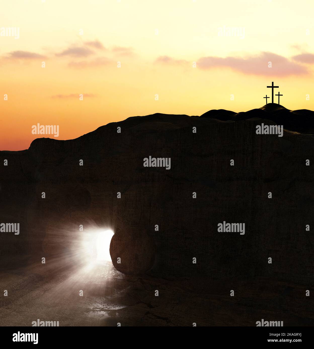 The death and resurrection of Jesus Christ and the tomb of bright light ...