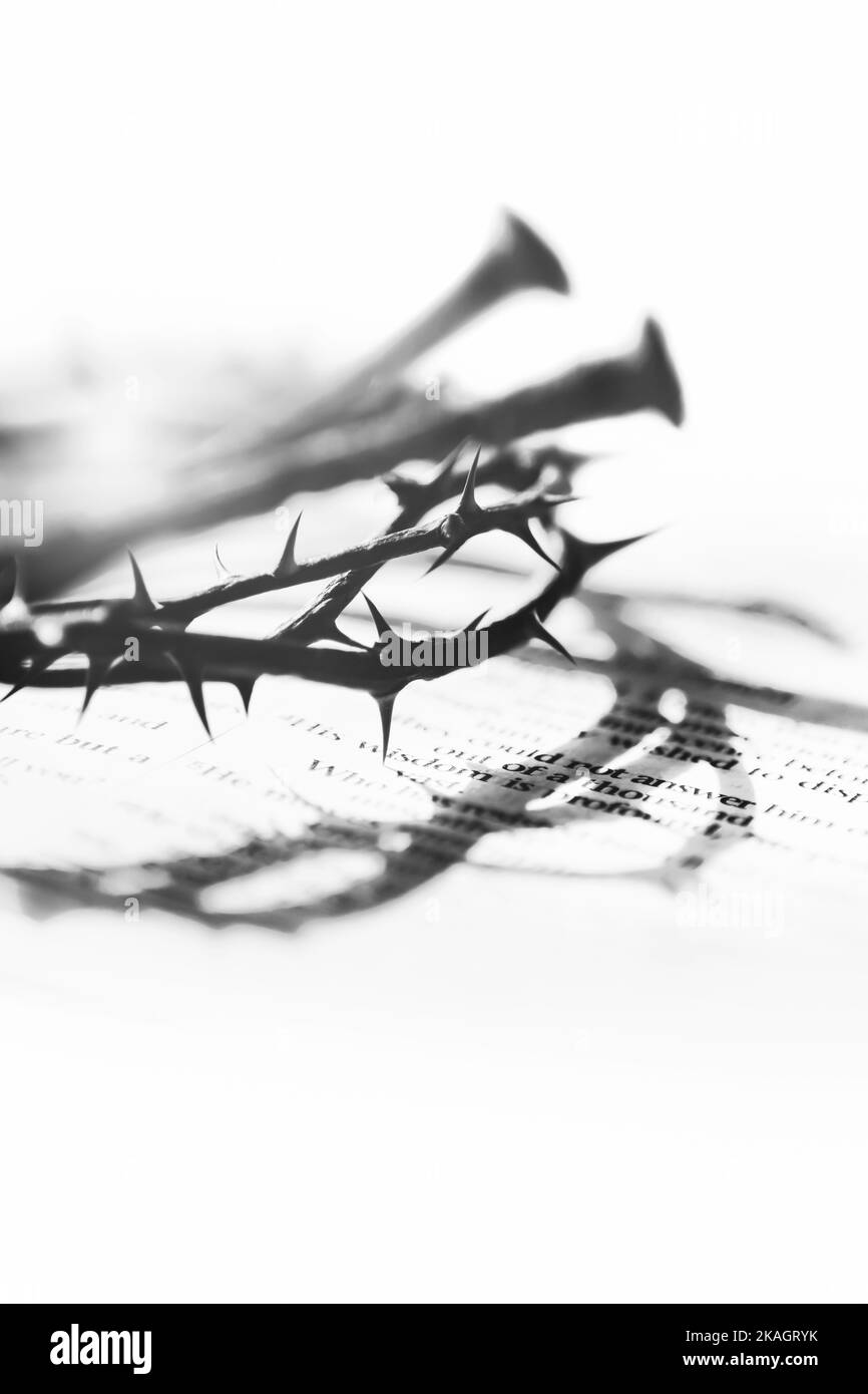 Crown of thorns and nails symbolizing the sacrifice, suffering and ...