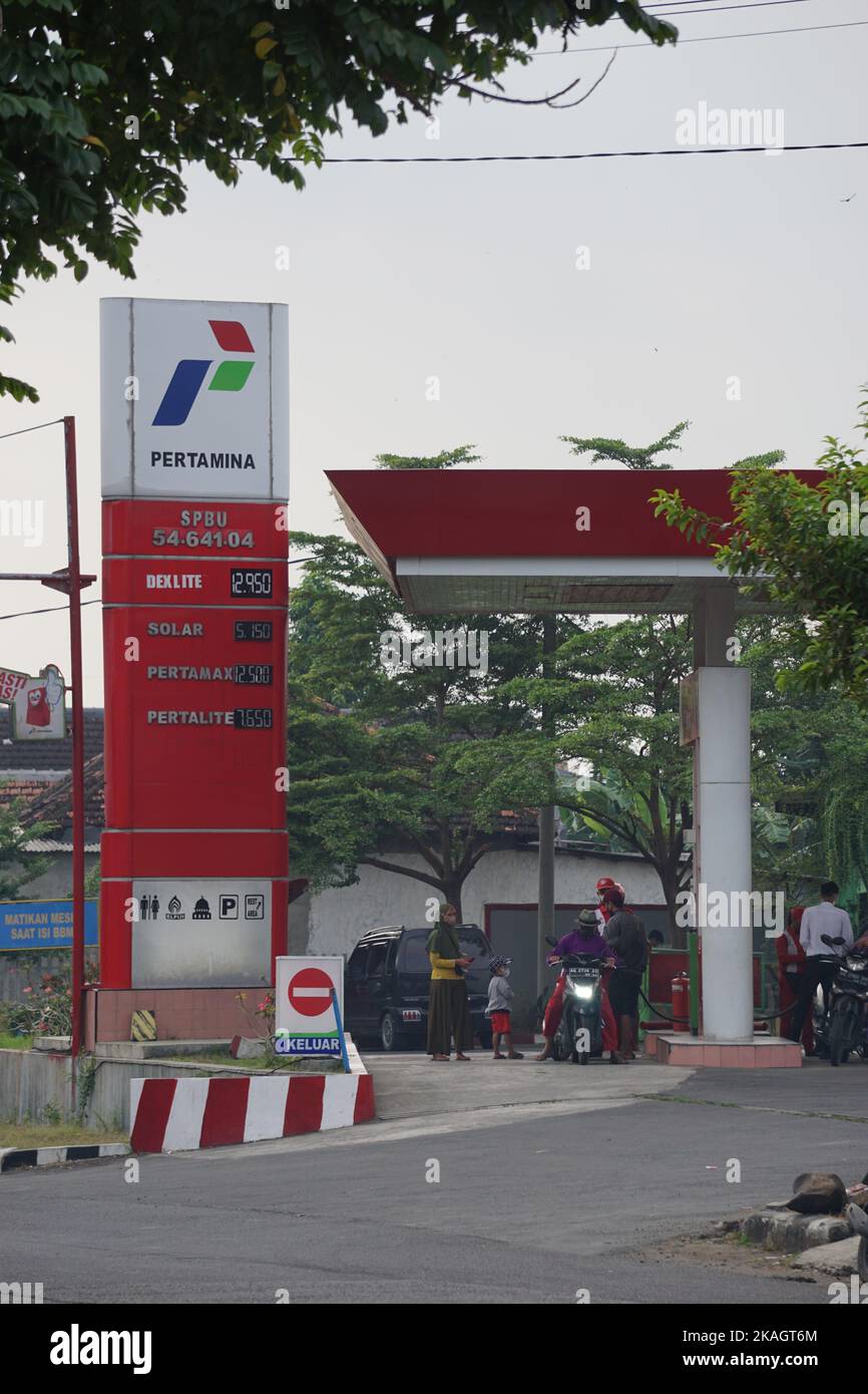 Indonesian gas station or indonesian called it SPBU (Stasiun Pengisian ...