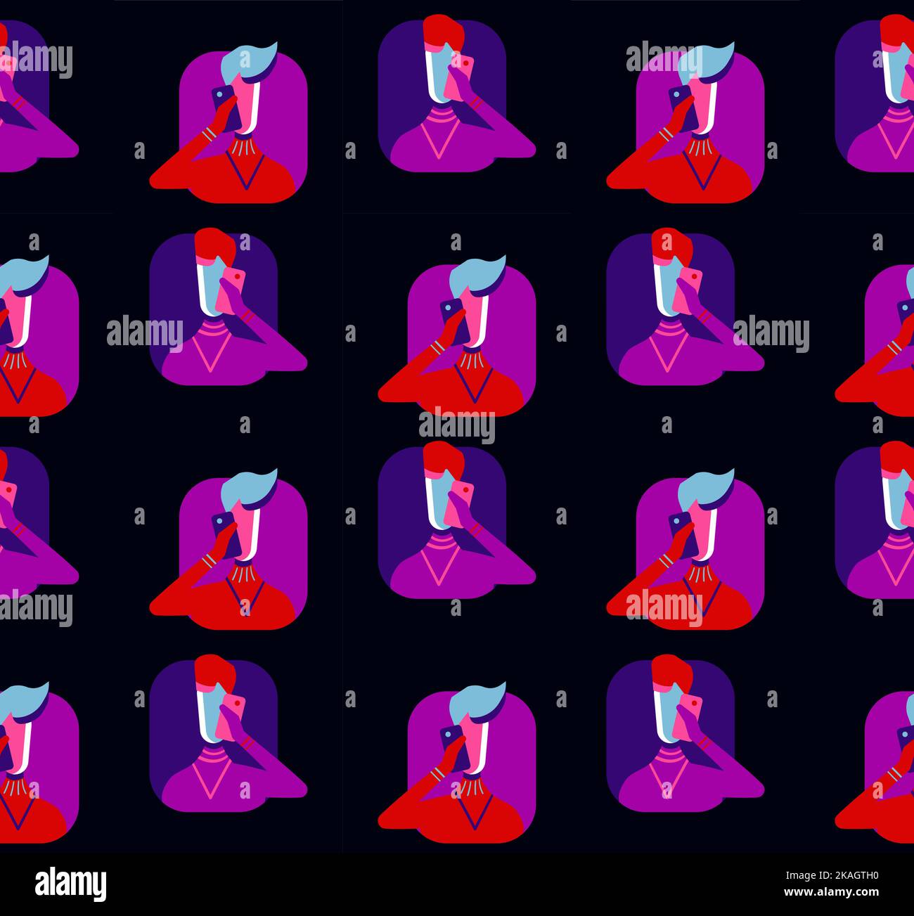 Male and female communicating with smartphones avatars for UI - UX ...