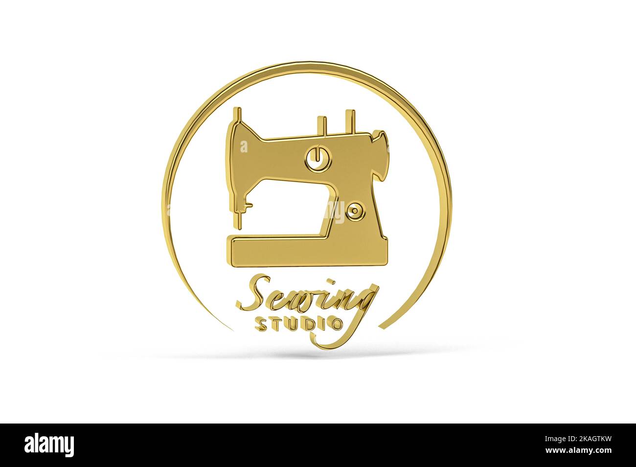 Golden 3d sewing machine icon isolated on white background - 3d render ...