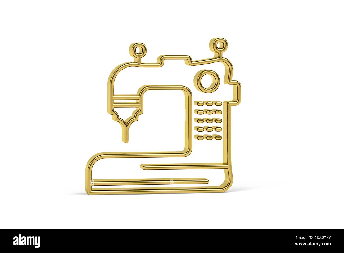 Golden 3d sewing machine icon isolated on white background - 3d render ...