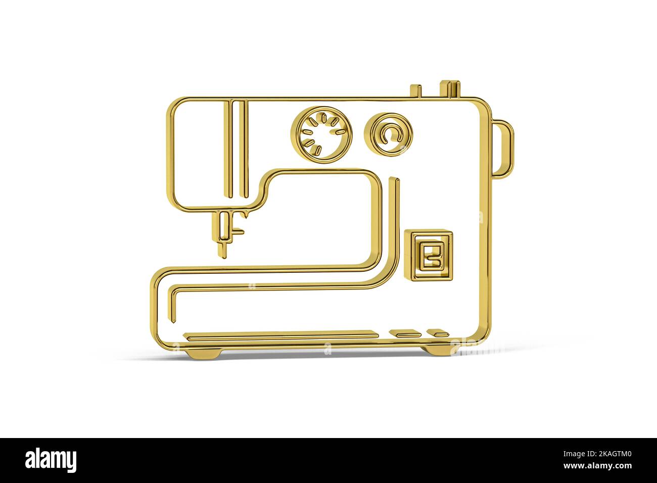 Golden 3d sewing machine icon isolated on white background - 3d render ...