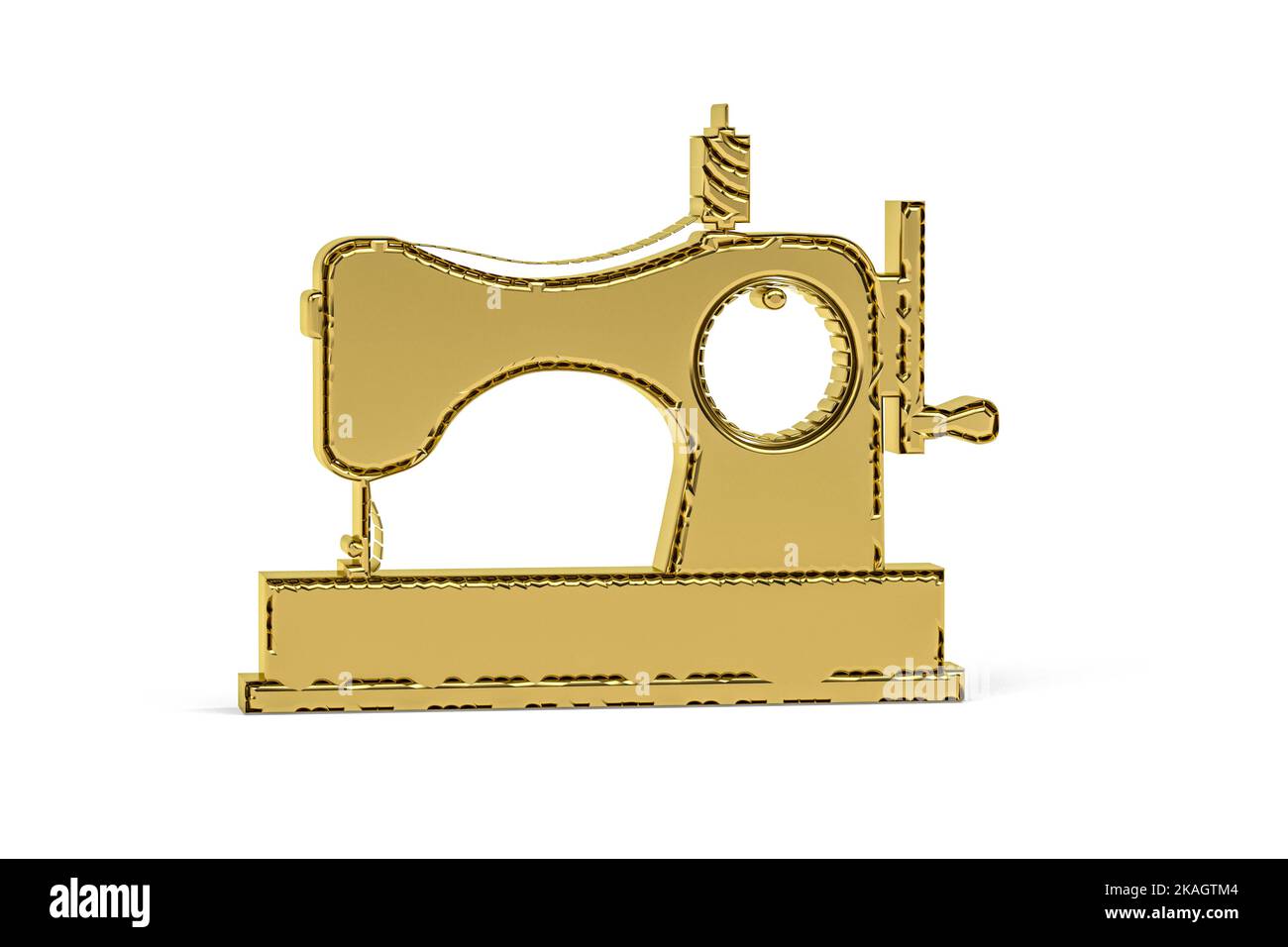Golden 3d sewing machine icon isolated on white background - 3d render ...