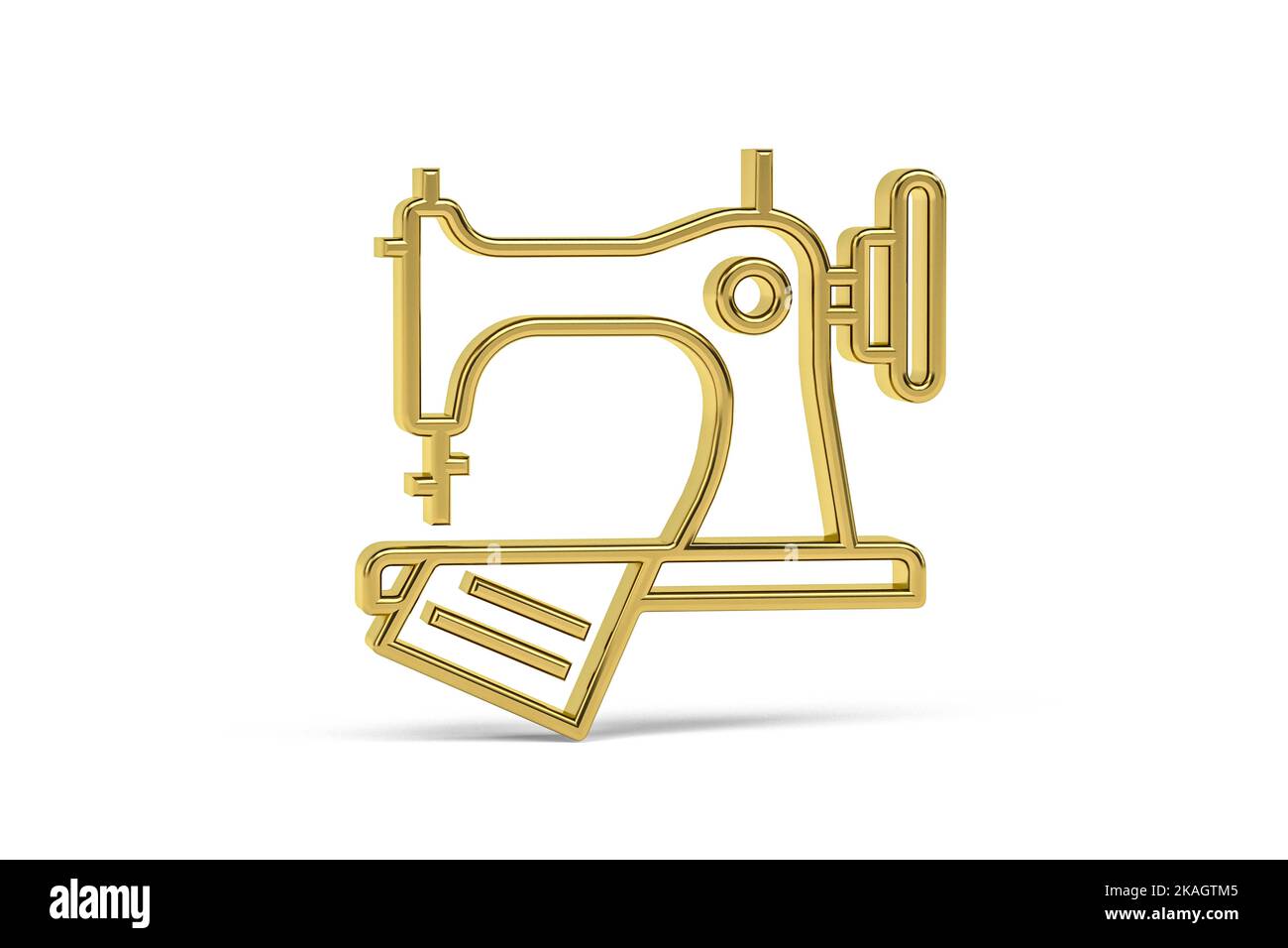 Golden 3d sewing machine icon isolated on white background - 3d render ...