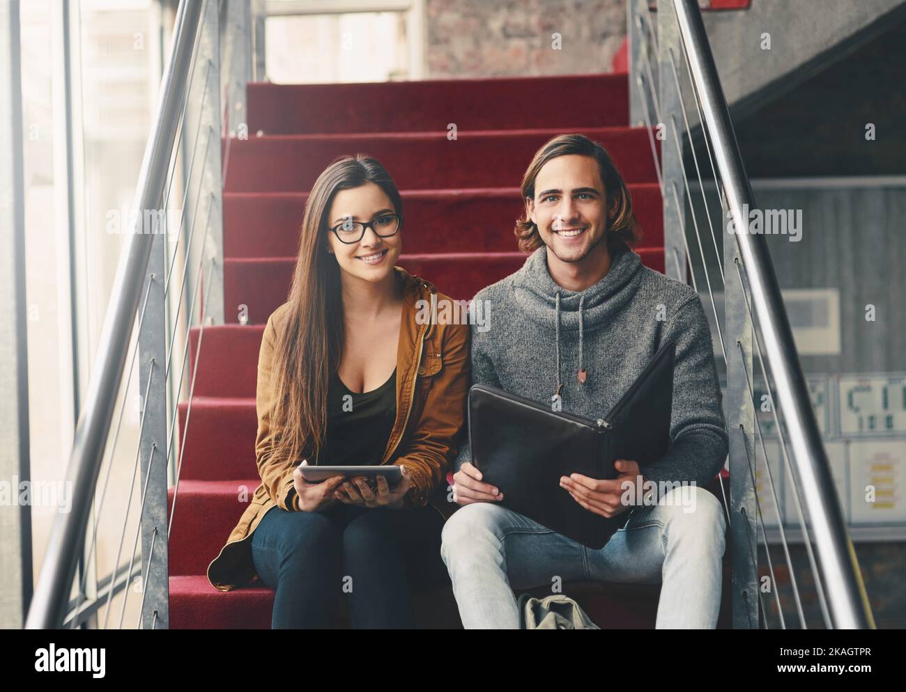 Were enjoying campus life. Cropped portrait of two young university ...