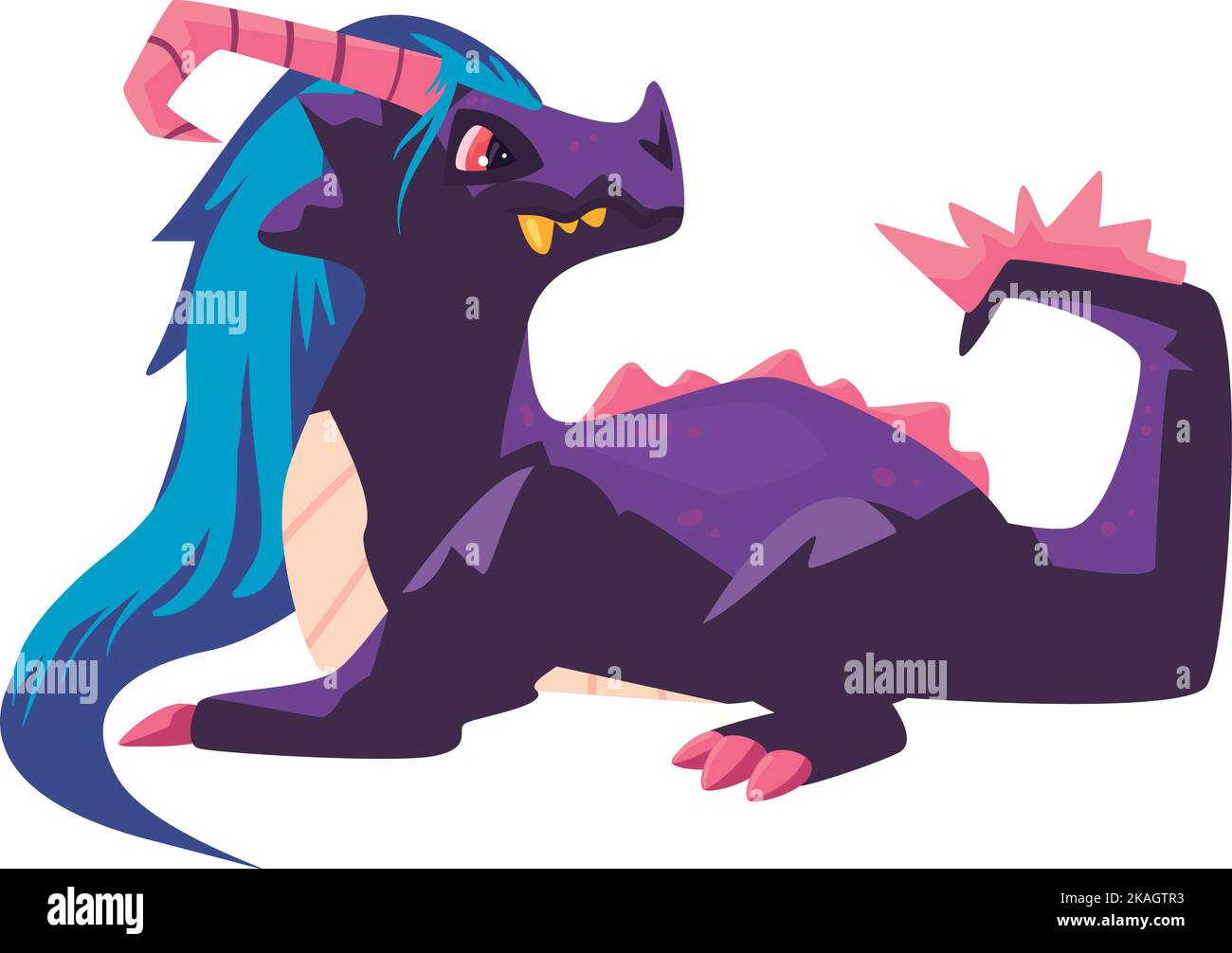 flat dragon with hair Stock Vector Image & Art - Alamy
