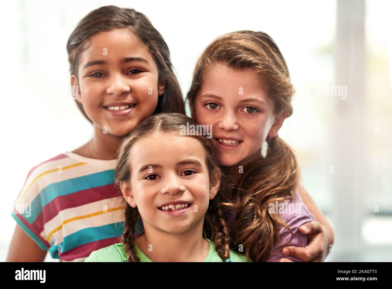 Friends forever and ever. Cropped portrait of three young girls ...