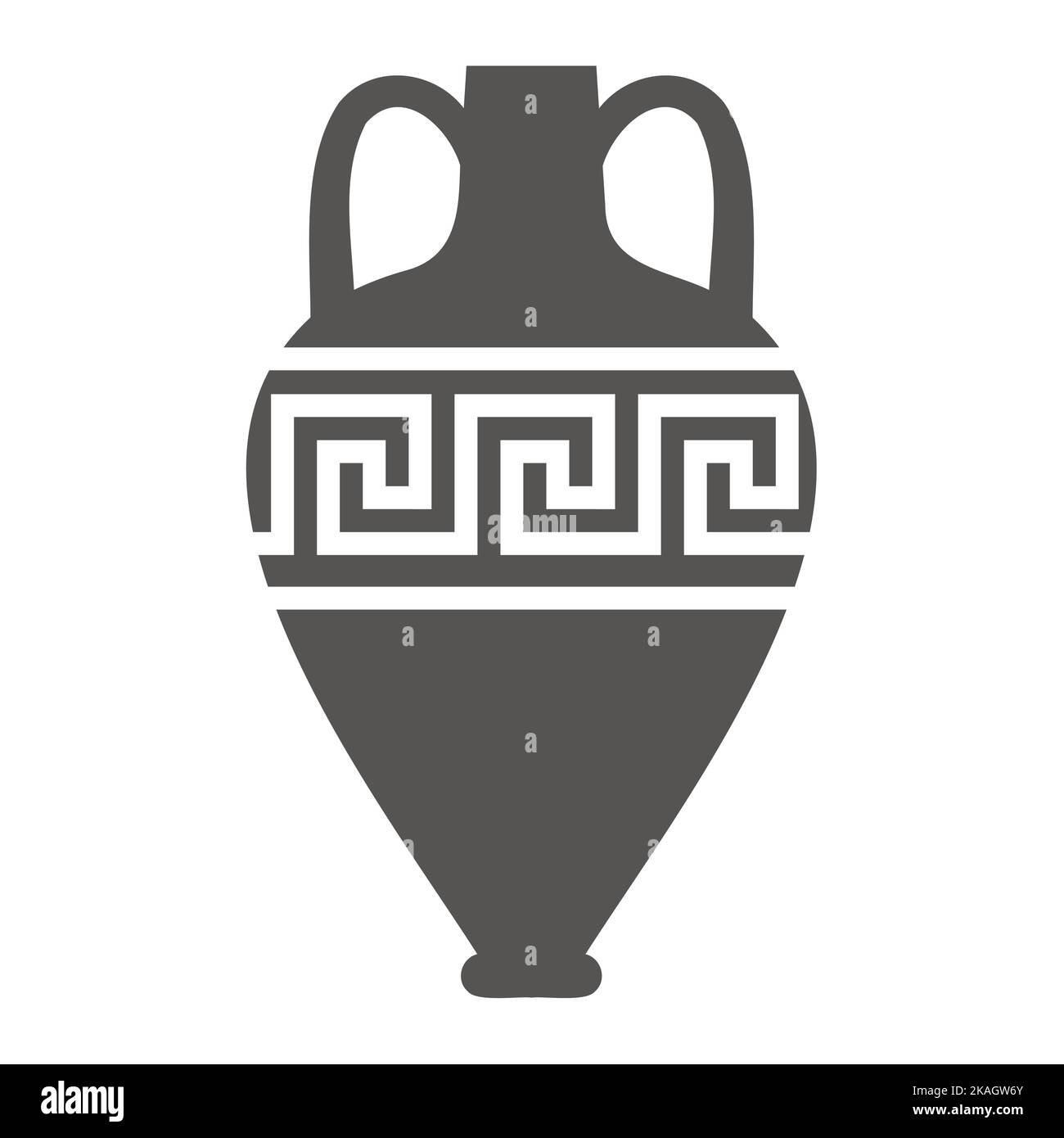 Greek amphora and pot with meander pattern. Ancient vase silhouette ...