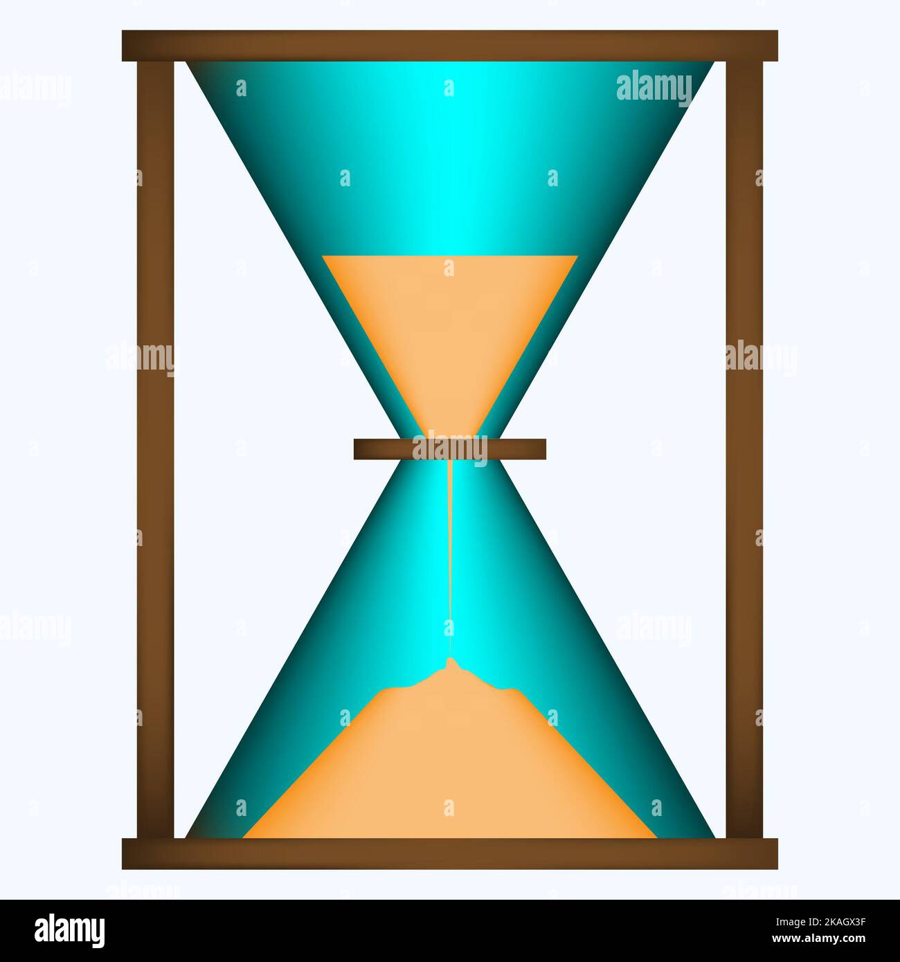 A 3D sand clock, Glass sand clock contains wood edges , Brown and blue ...