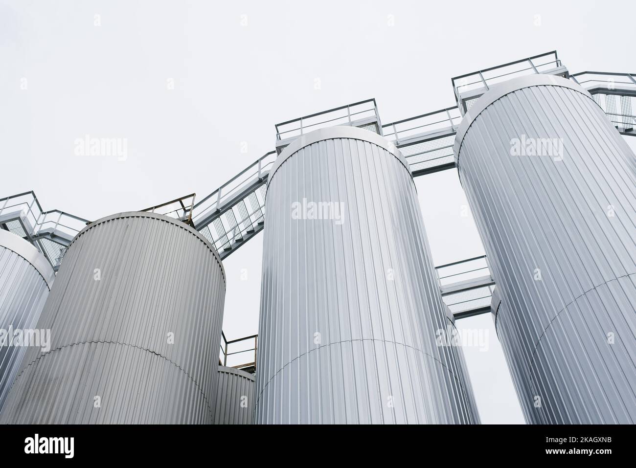 Silo, containers or tanks for malt storage at the brewery Stock Photo ...