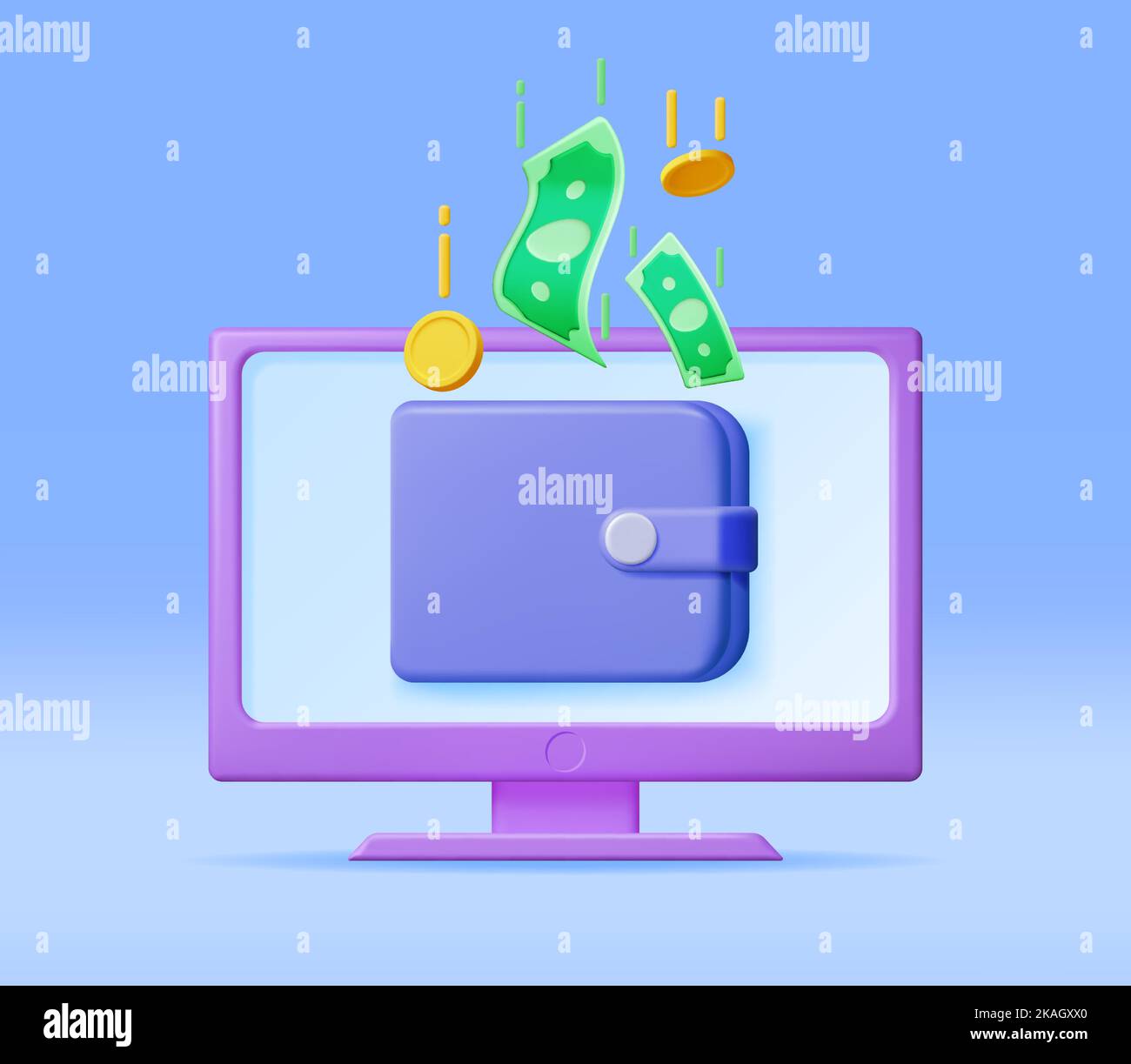 3D Computer and Wallet with Money Isolated Stock Vector Image & Art - Alamy