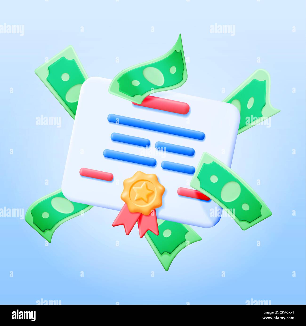 3D Certificate with Stamp and Money Isolated Stock Vector Image & Art ...