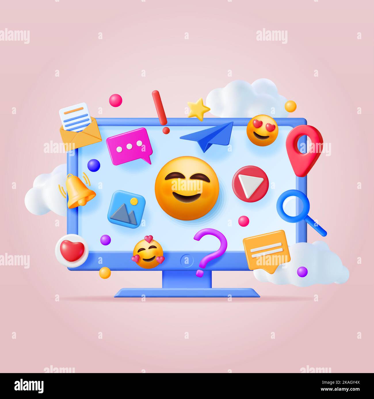 3D Social Media Concept Isolated Stock Vector Image & Art - Alamy