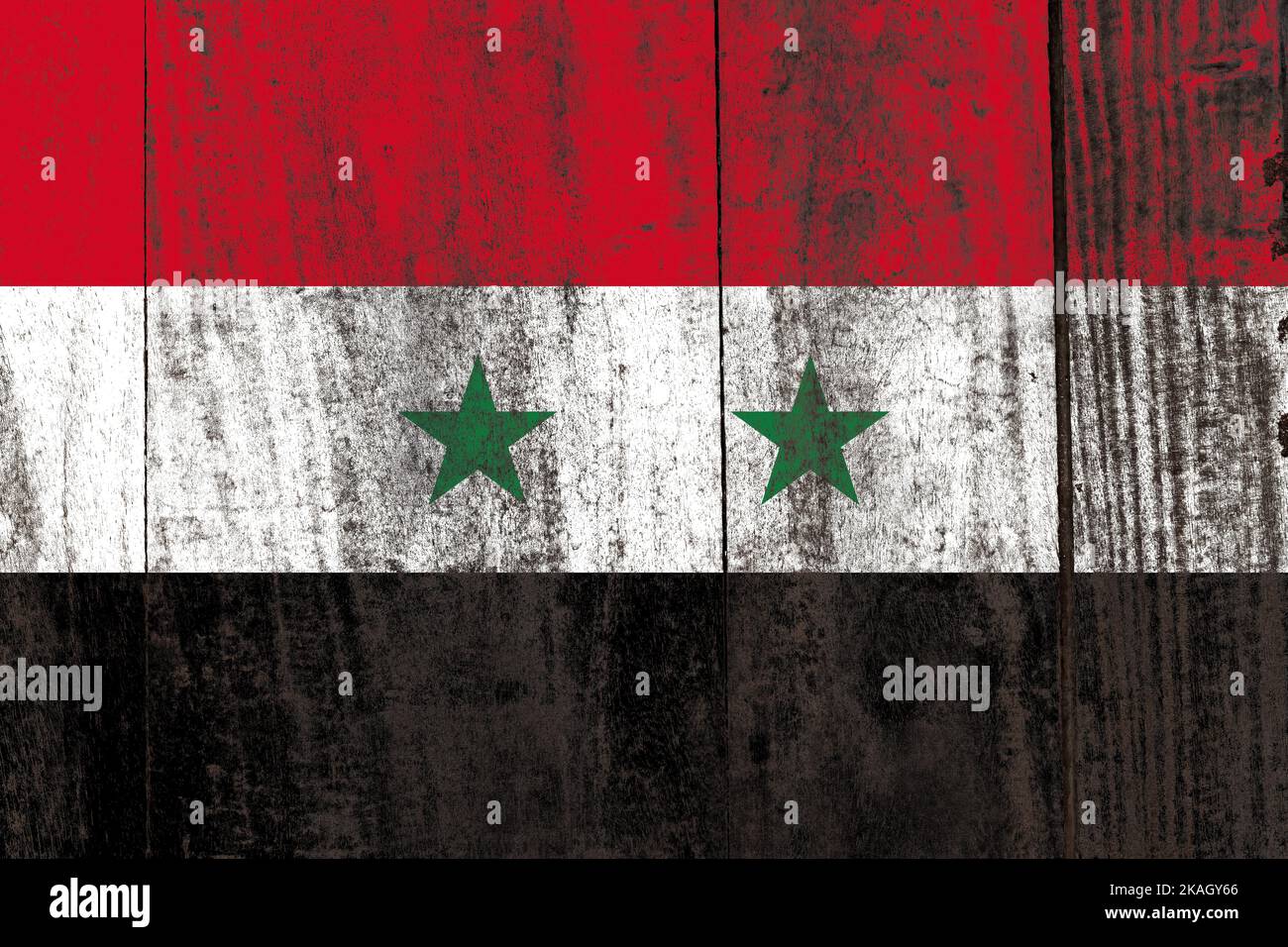 Syria flag painted on a damaged old wooden background Stock Photo - Alamy