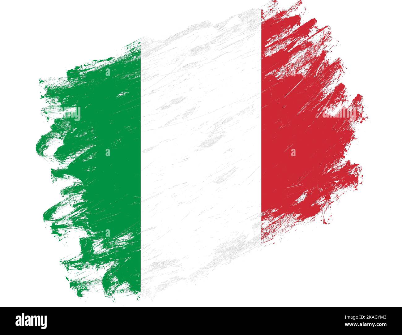 Italy flag painted on a grunge brush stroke white background Stock ...