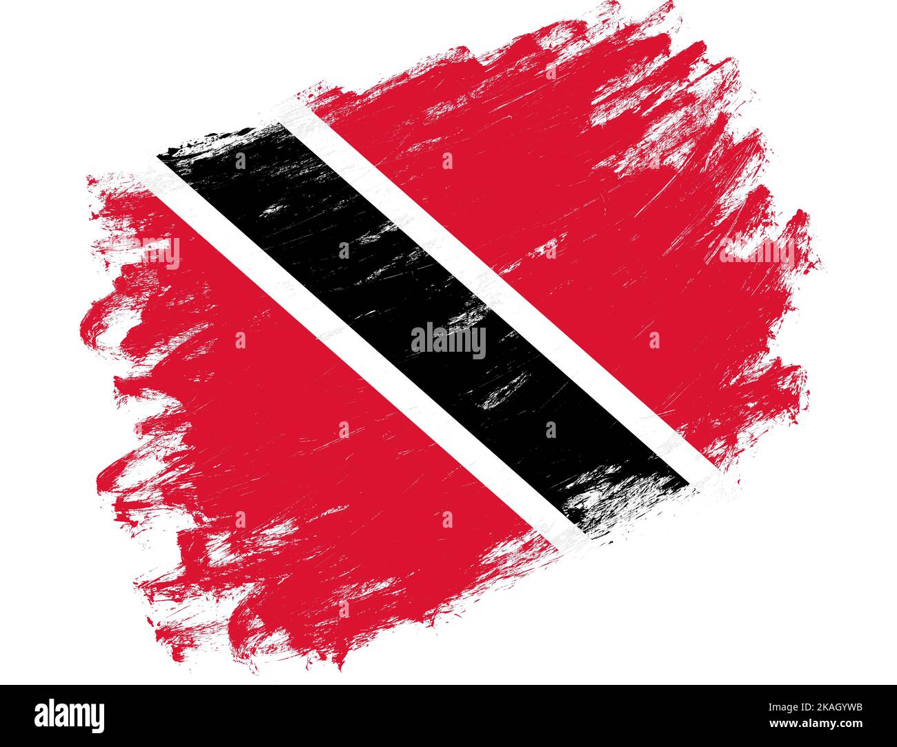 Trinidad and tobago flag painted on a grunge brush stroke white background Stock Photo - Alamy
