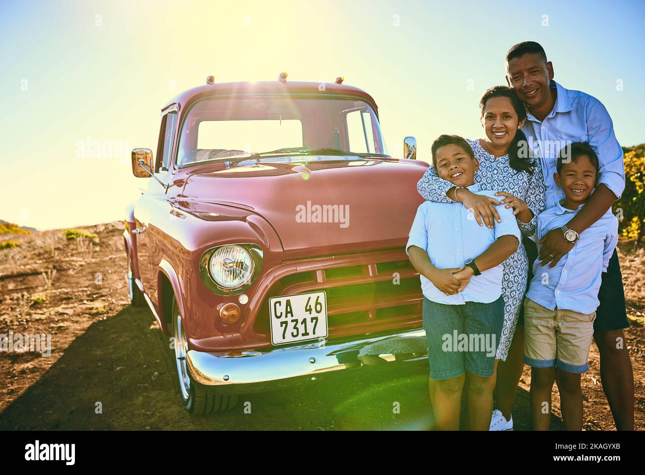 Our truck is part of the family. a cheerful family posing for a ...