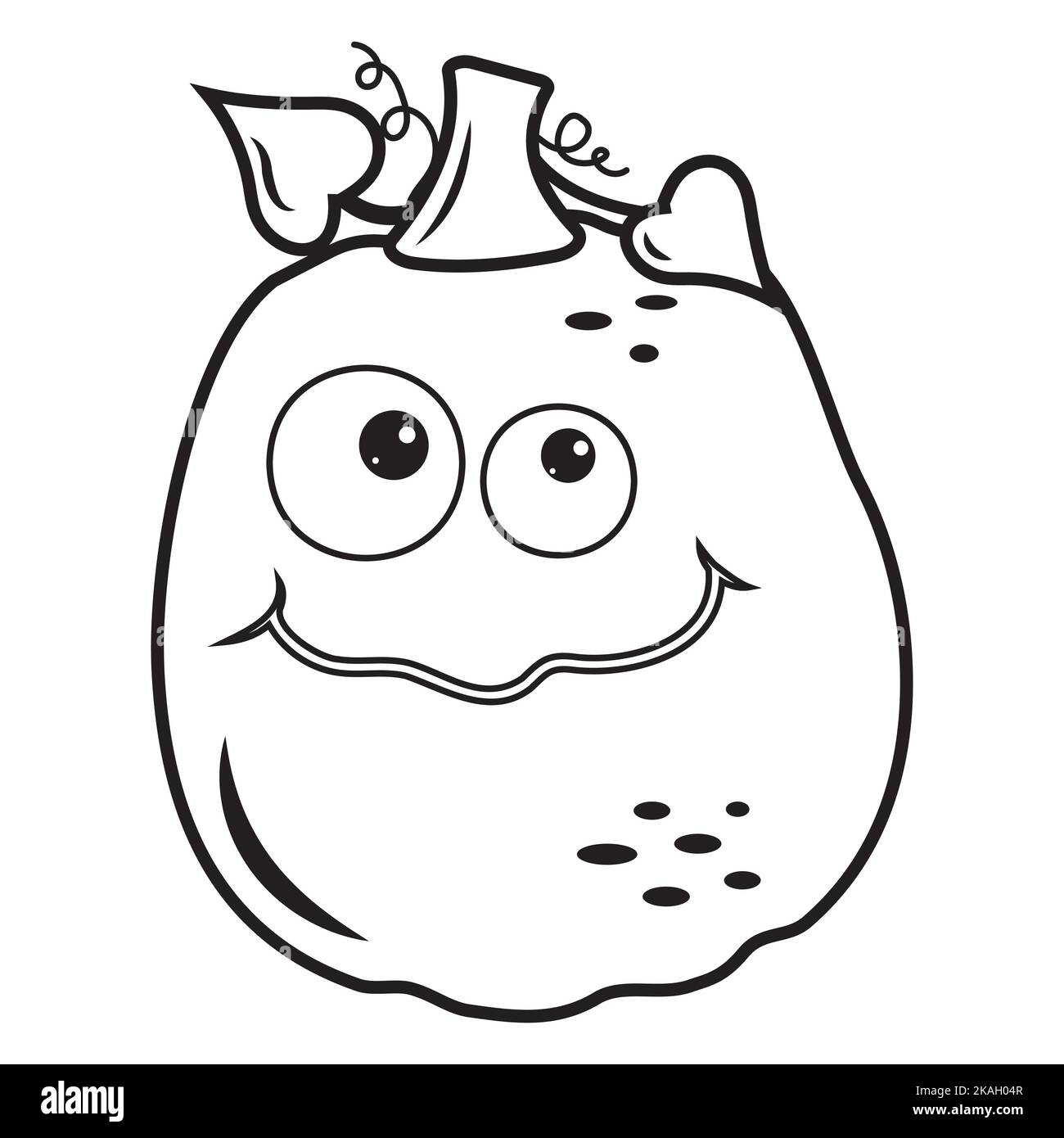 Autumn Vegetable Pumpkin Kawaii Black Contour Doodle Vector Isolated