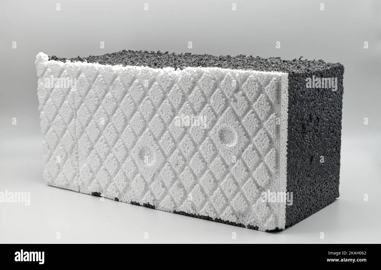 Insulating panels of molded expanded polystyrene isolated on white ...