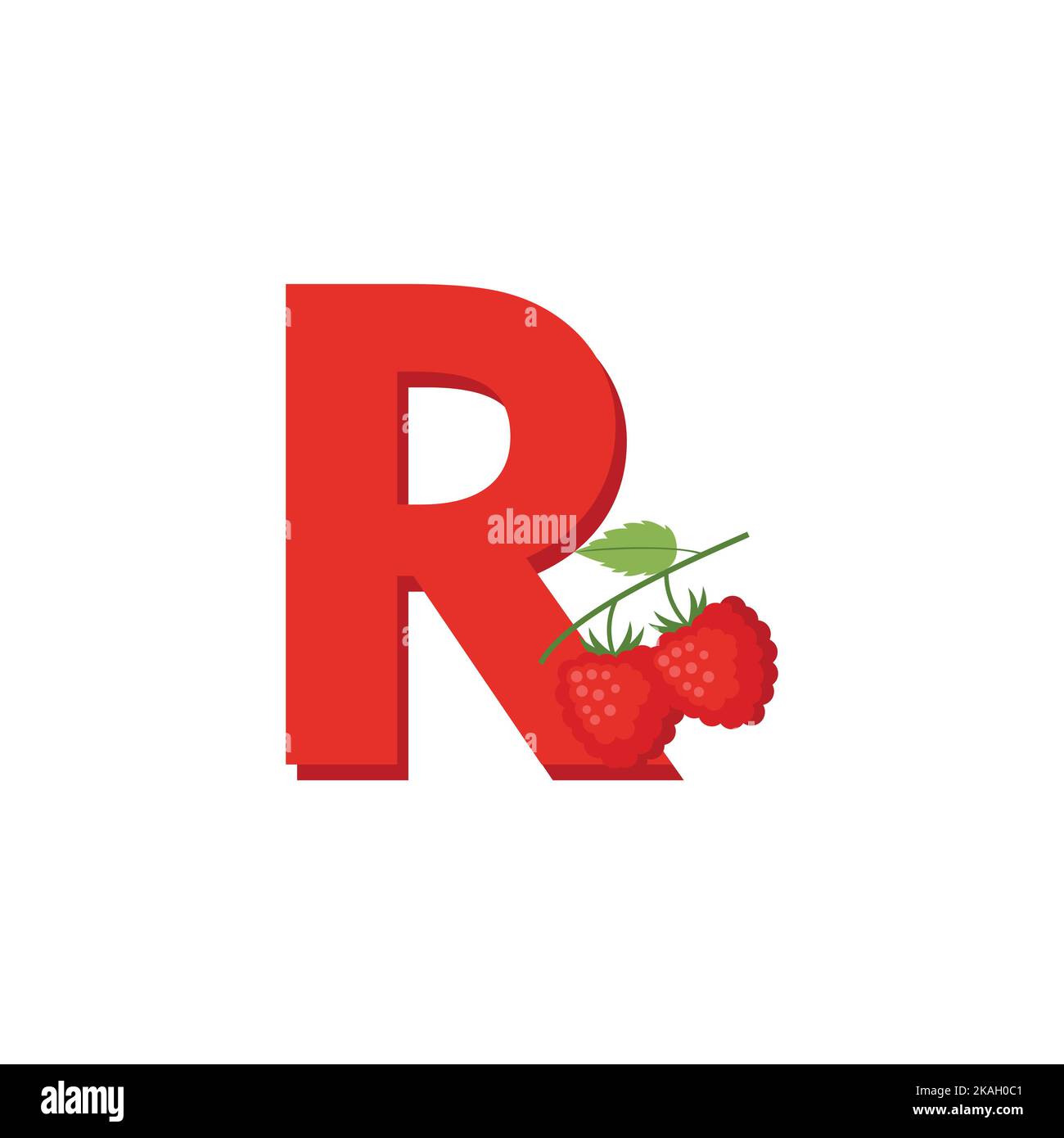 Alphabet Fruits Raspberry, Clip Art Vector, Illustration for kids ...