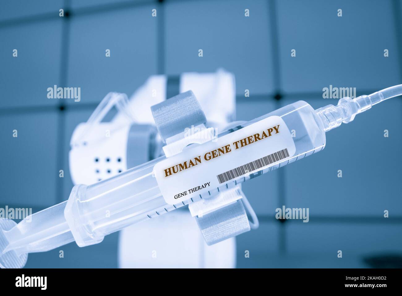 Human Gene Therapy Personalized gene therapy. Syringe and injection of ...