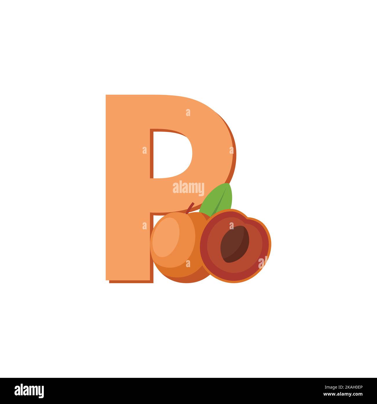 Pluots Fruit Alphabet, Clip Art Vector, Illustration for kids, Letter P ...
