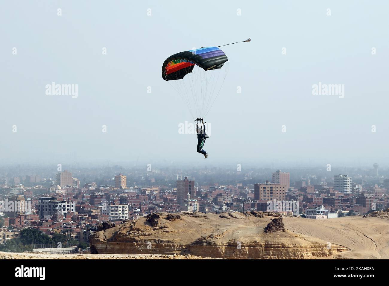 Cairo, Egypt. 2nd Nov, 2022. A skydiver flies during the skydiving ...