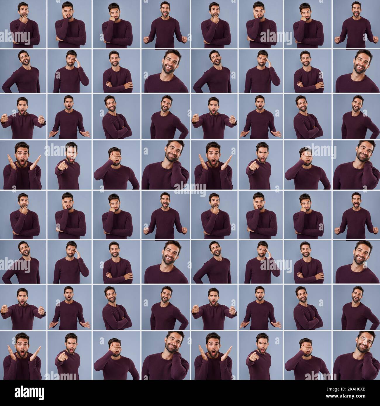 All the emotions at the same time. Composite shot of a young man ...