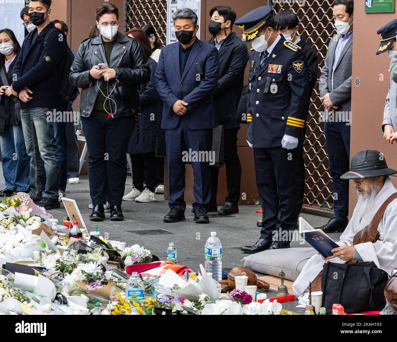 03rd Nov, 2022. Mourning Halloween victims Im Hyun-kyu (in uniform ...