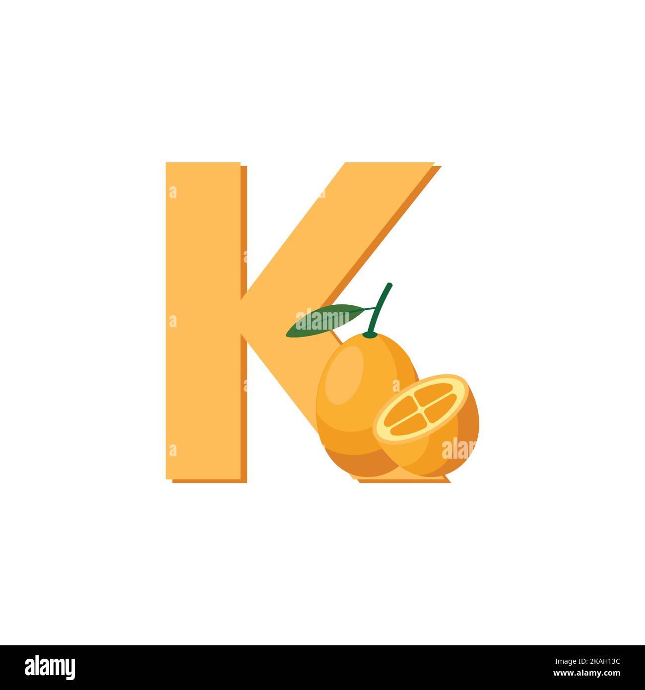 Letter K Alphabet Fruits Kumquat, Clip Art Vector, Illustration ...