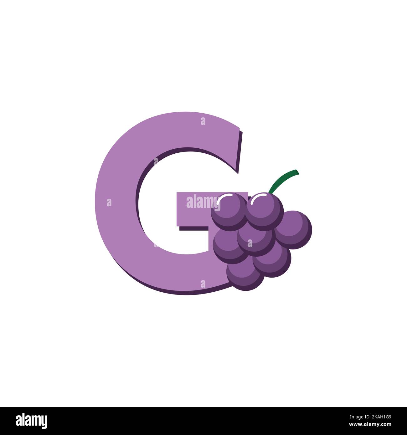 Alphabet Fruits Grape, Clip Art Vector, Illustration for kids, Letter G ...