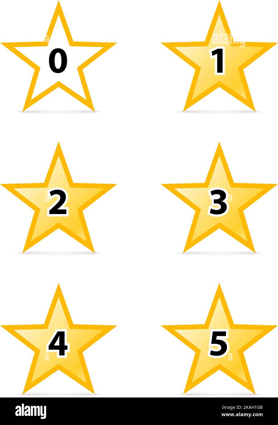 Simple Stars Rating. Yellow Shapes with Shadow on White Background ...