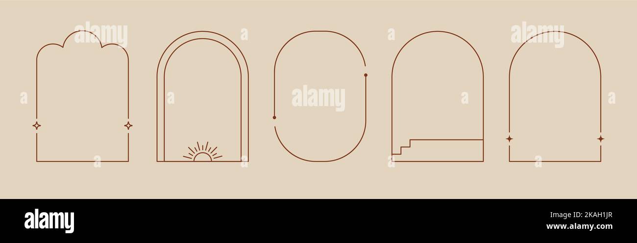 Boho mystic arch frame set. Minimal line style arch, oval shape boho ...