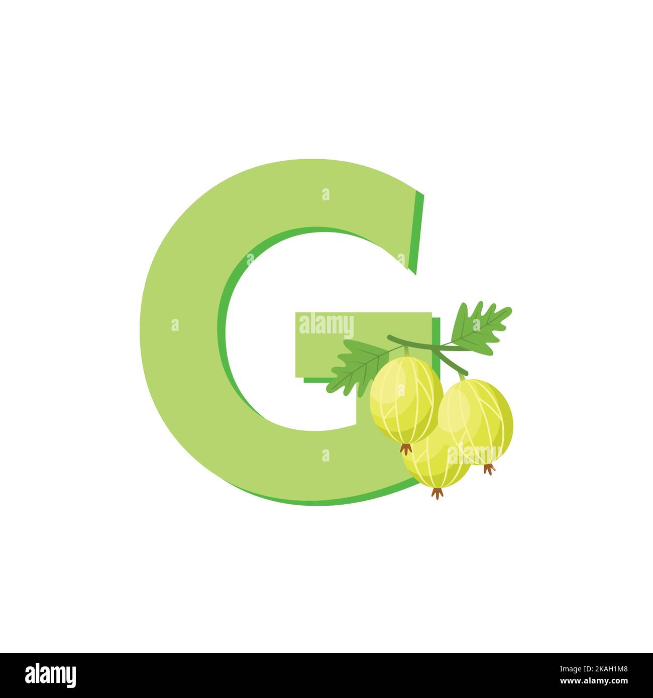 Letter G Alphabet Fruits Gooseberry, Clip Art Vector, Illustration ...