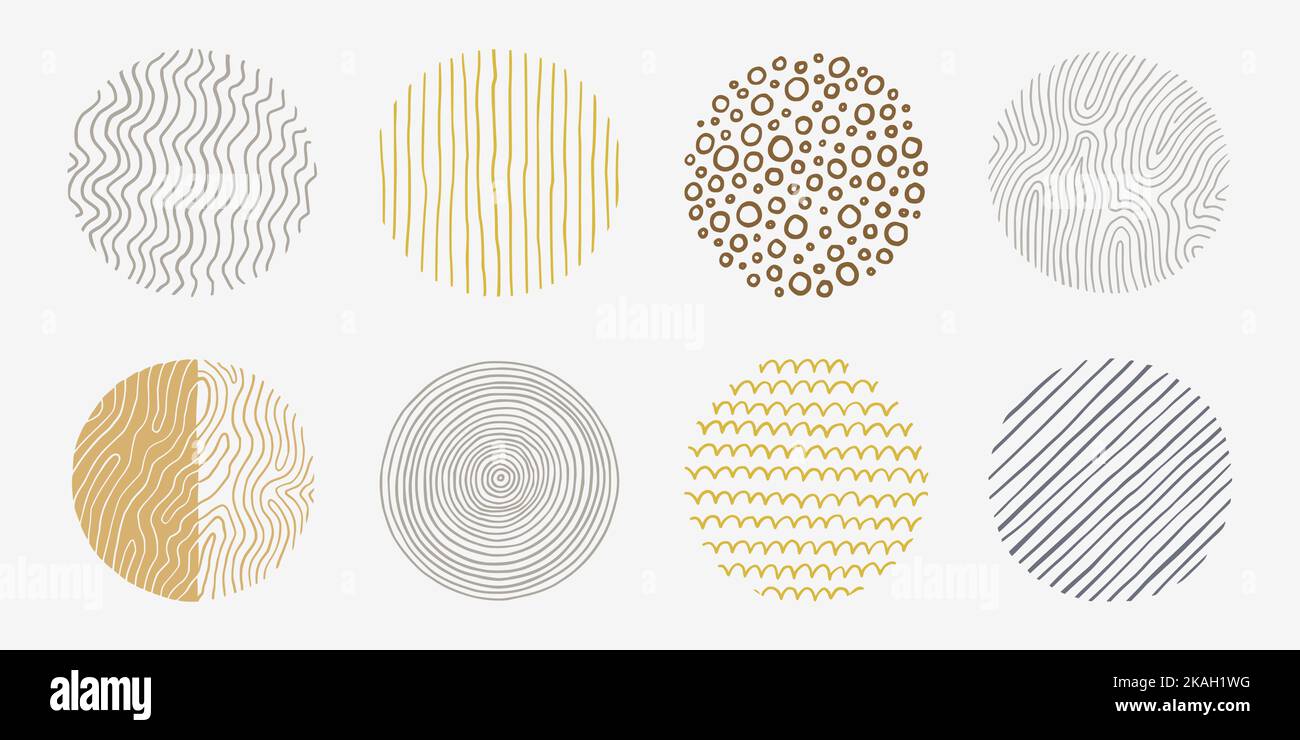 Scribble texture pattern circle set. Hand drawn line texture, doodle ...