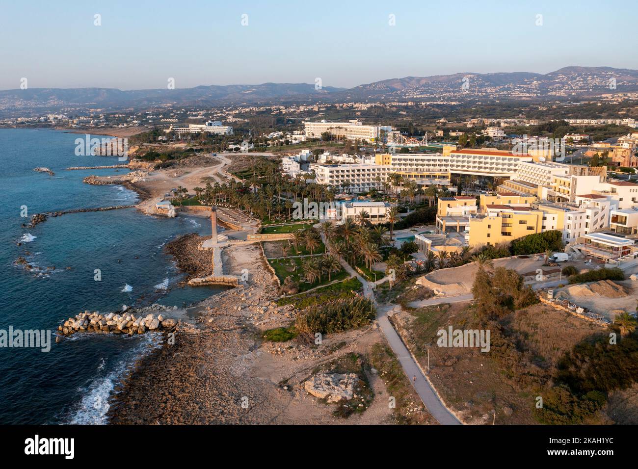 Aerial view of the coastline at St Georges Bay Chloraka and the St ...