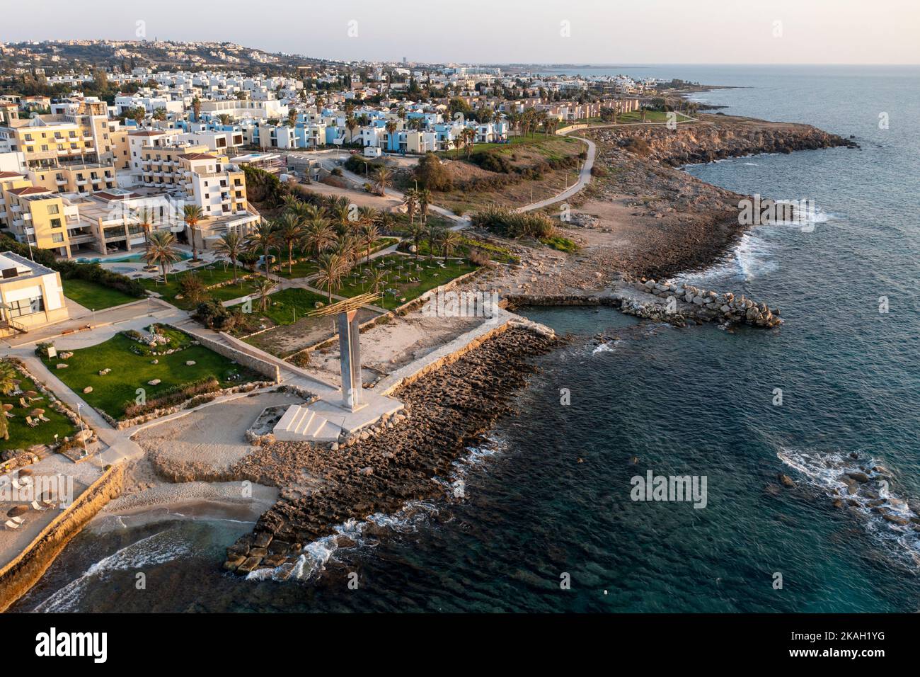 Aerial view of the coastline at St Georges Bay Chloraka and the St ...