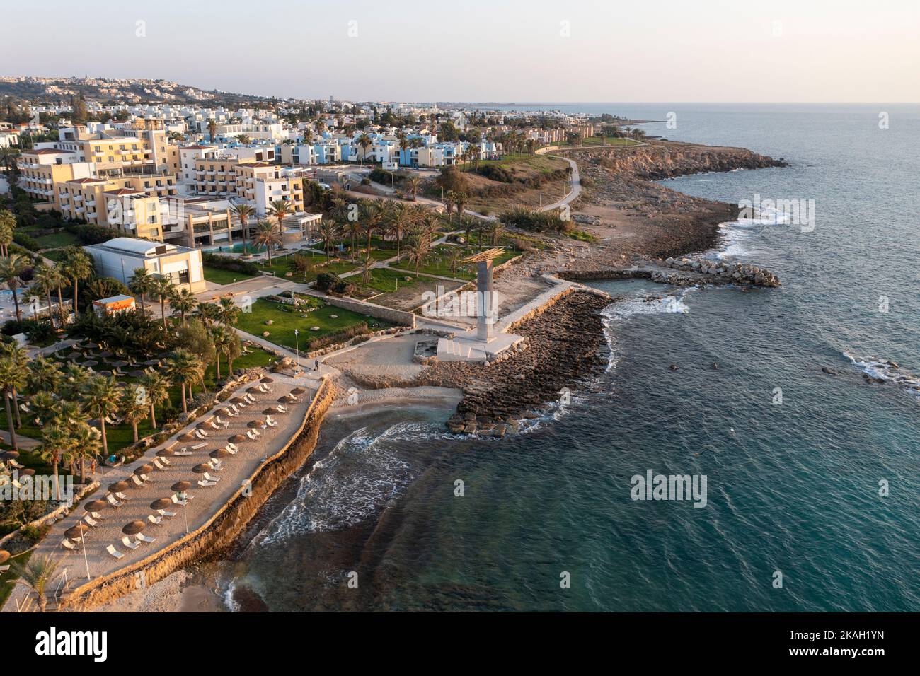 Aerial view of the coastline at St Georges Bay Chloraka and the St ...
