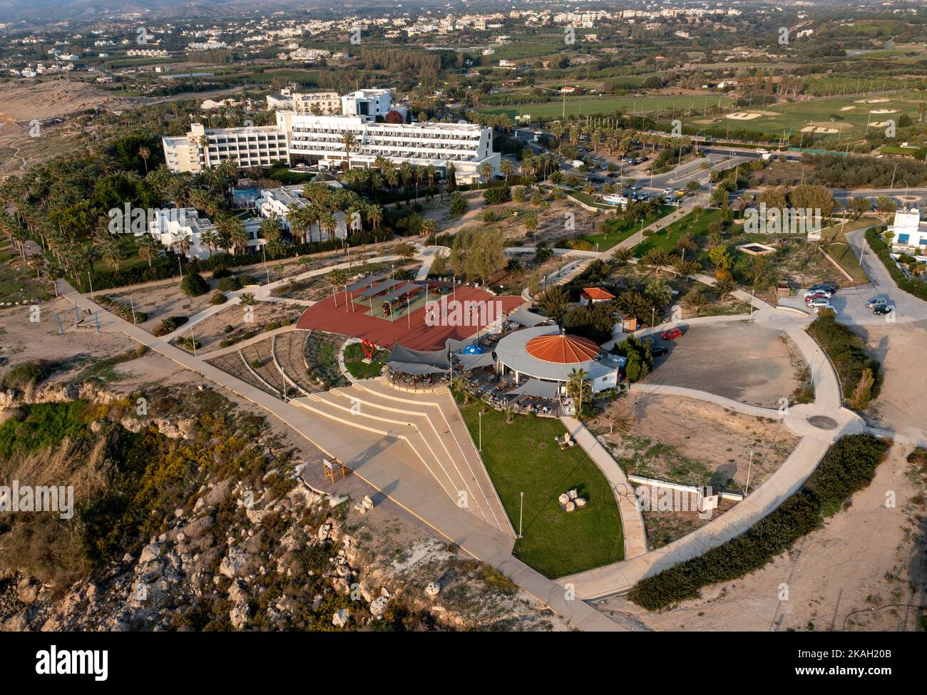 Aerial view of the Baracas Lounge beach cafe and the Azia Resort & Spa ...