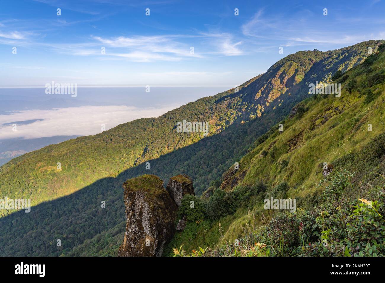 Beautiful landscape view of northern mountain ranges of Thailand seen ...