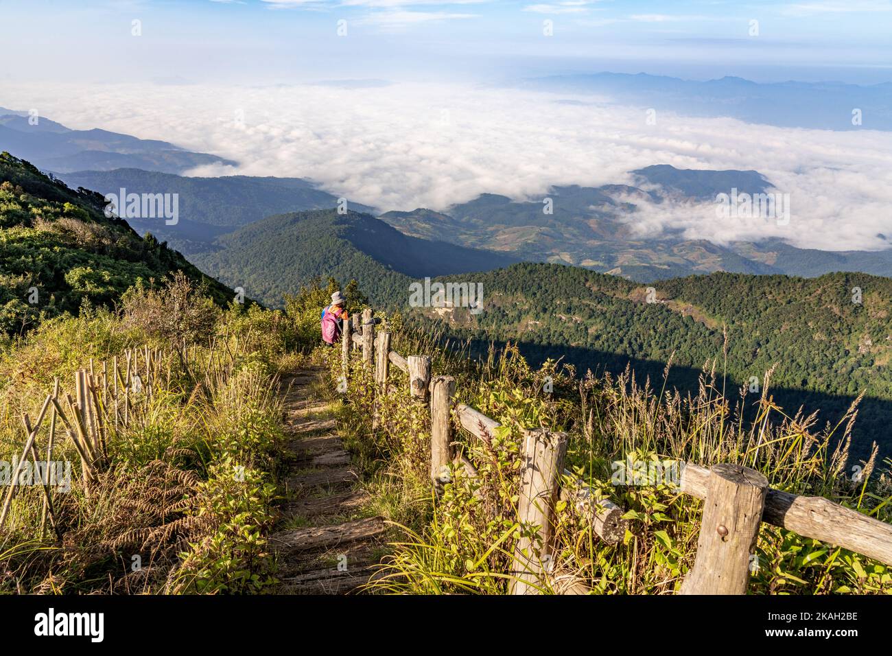 Chiang Mai, Thailand - 2 November 2022 - Visitors hike on the trail ...