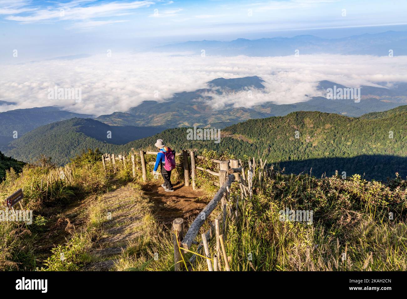 Chiang Mai, Thailand - 2 November 2022 - Visitors hike on the trail ...