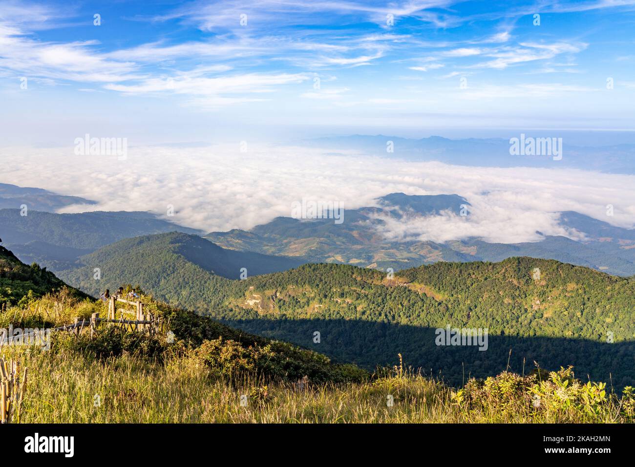 Beautiful landscape view of northern mountain ranges of Thailand seen ...