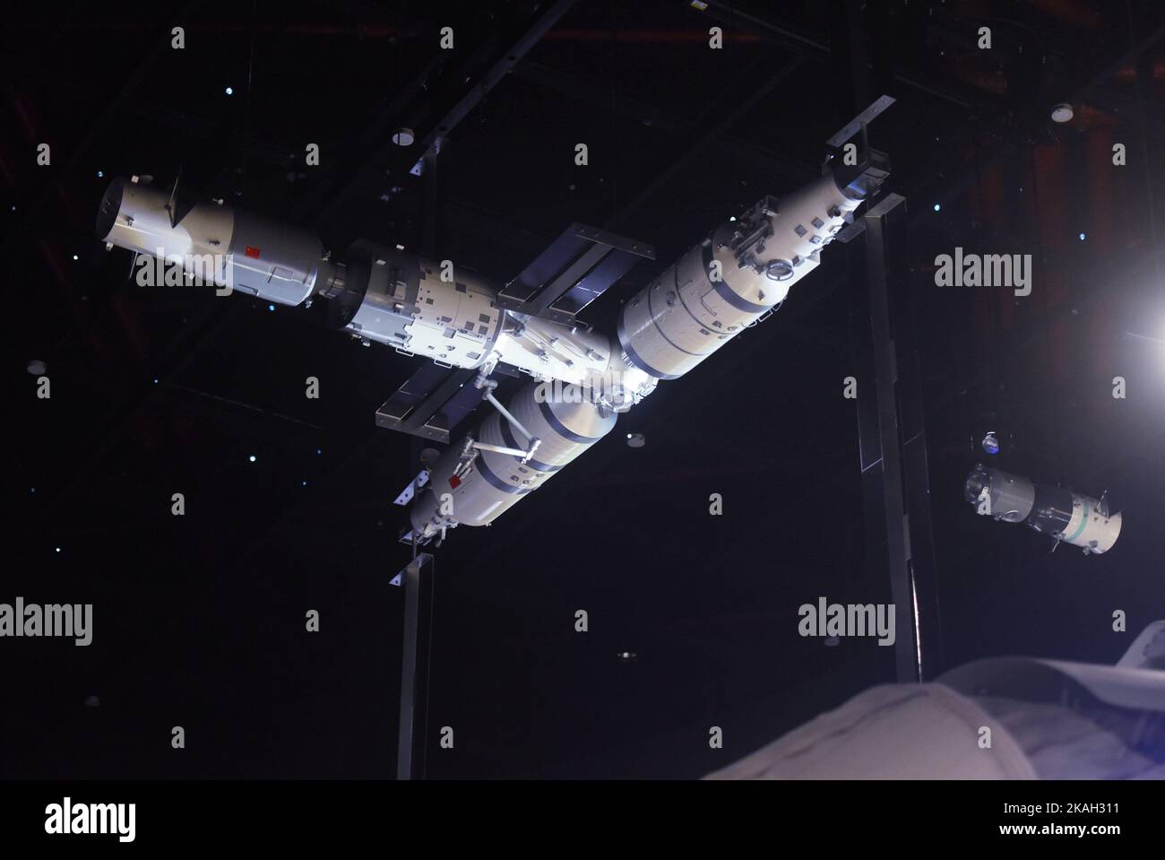 SHANGHAI, CHINA - NOVEMBER 3, 2022 - A model of China's space station ...