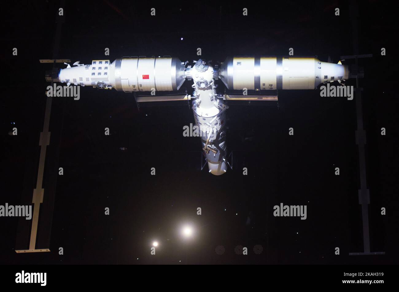 SHANGHAI, CHINA - NOVEMBER 3, 2022 - A model of China's space station ...