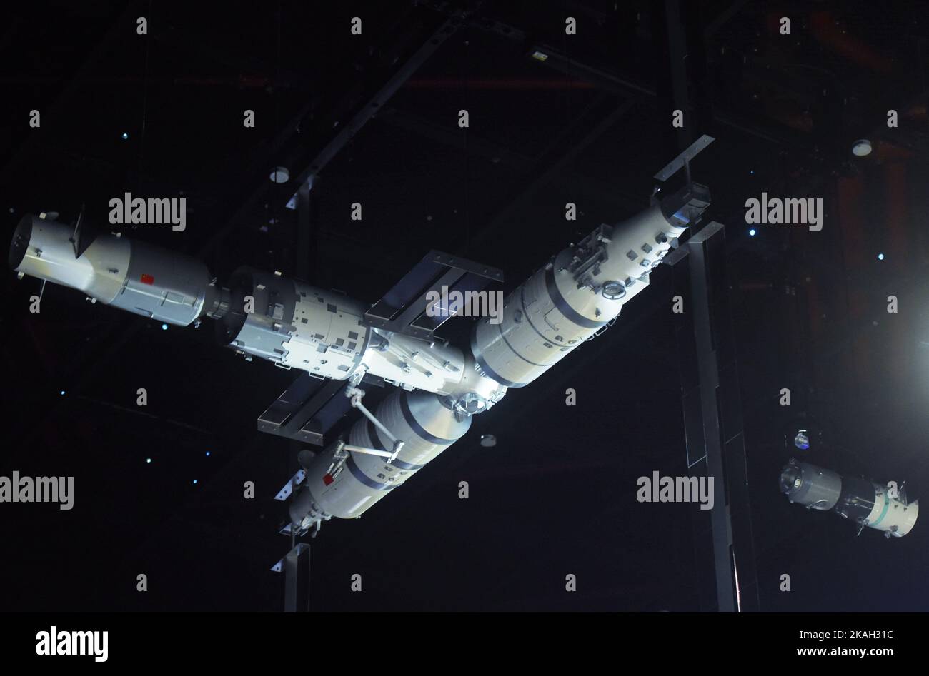 SHANGHAI, CHINA - NOVEMBER 3, 2022 - A model of China's space station ...