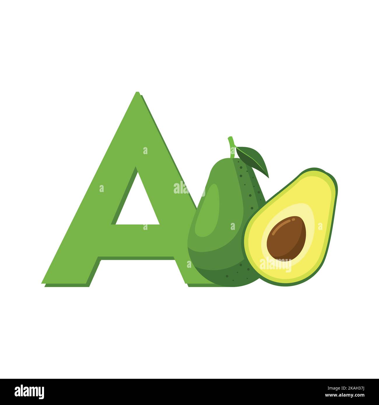Avocado, Fruit Alphabet, Clip Art Vector, Illustration for kids, Letter ...
