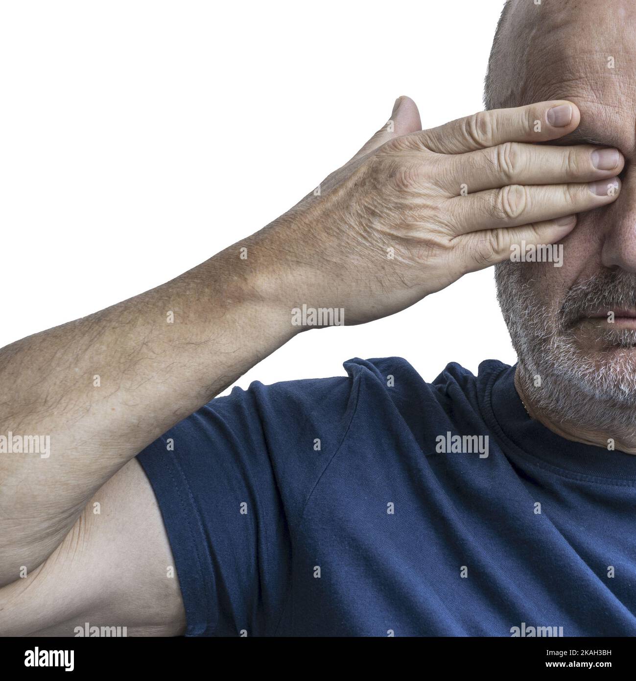 one eye covered with the hand on a transparent background Stock Photo ...