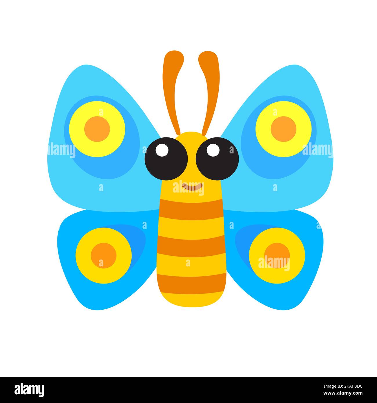 Vector illustration of cute blue butterfly in cartoon style Stock ...